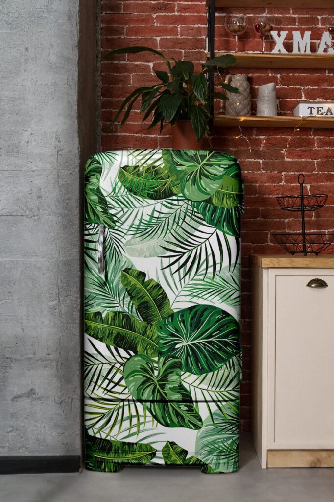 Vinilo Nevera Hojas Tropicales - Deko Vinilo