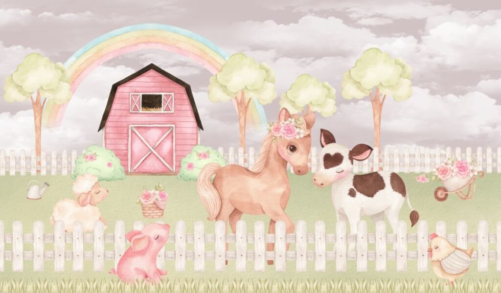 Mural Animales Granja NIÑA 87 (Valor M2) - Deko Vinilo